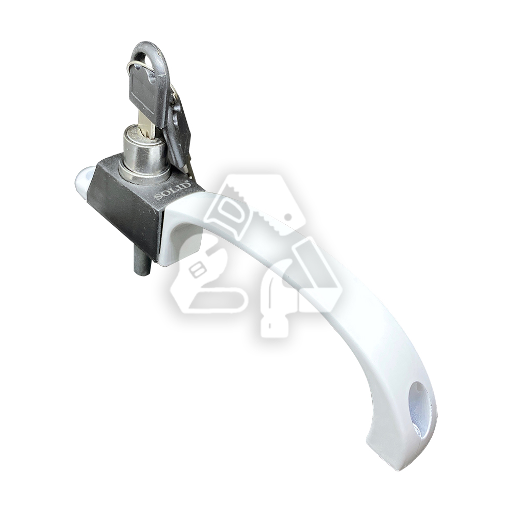 White Push Lock With Key - Hardware Store