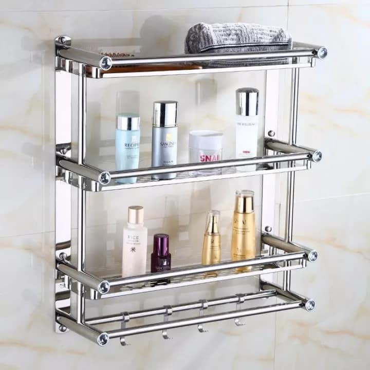 SUS 201 Stainless Steel 4-Layer Wall-Mounted Rack