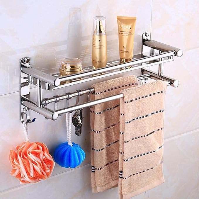 SUS 201 Stainless Steel 2-Layer Bathroom Rack